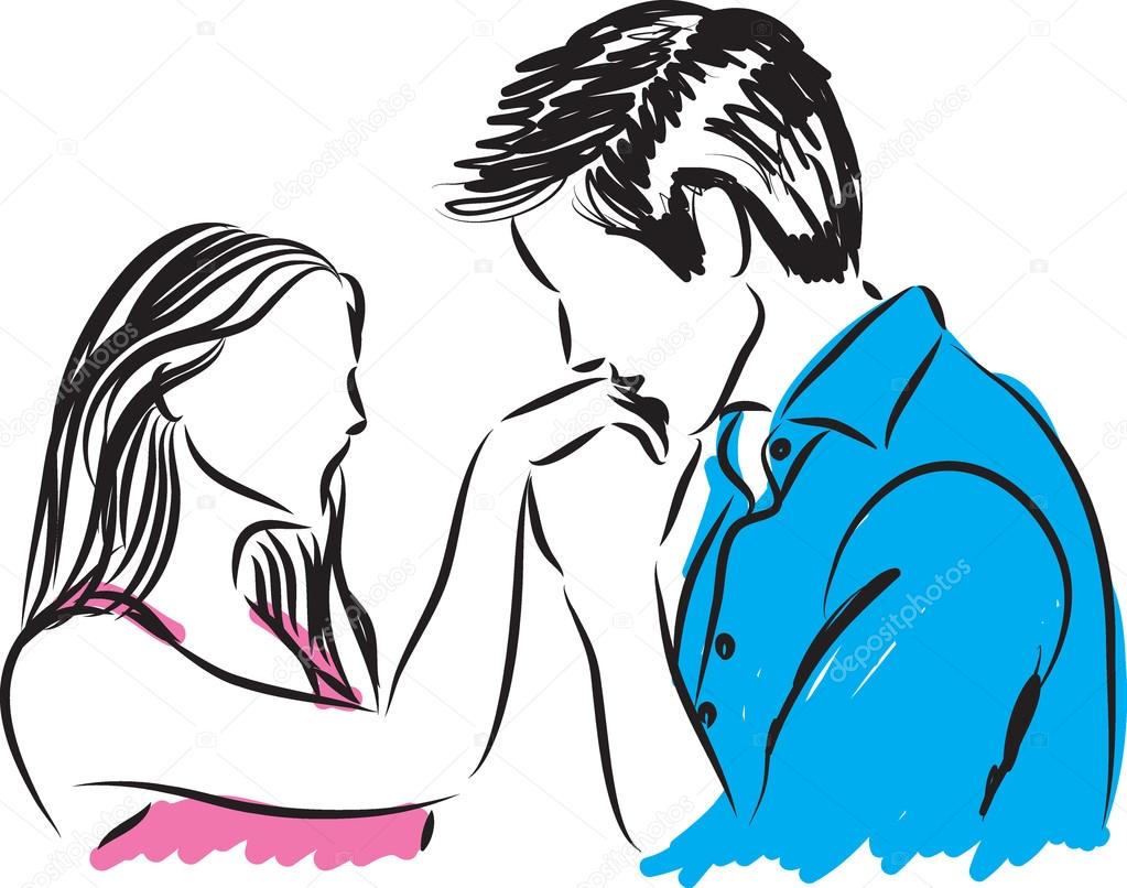 Man kissing hand of a woman illustration Stock Vector Image by ...