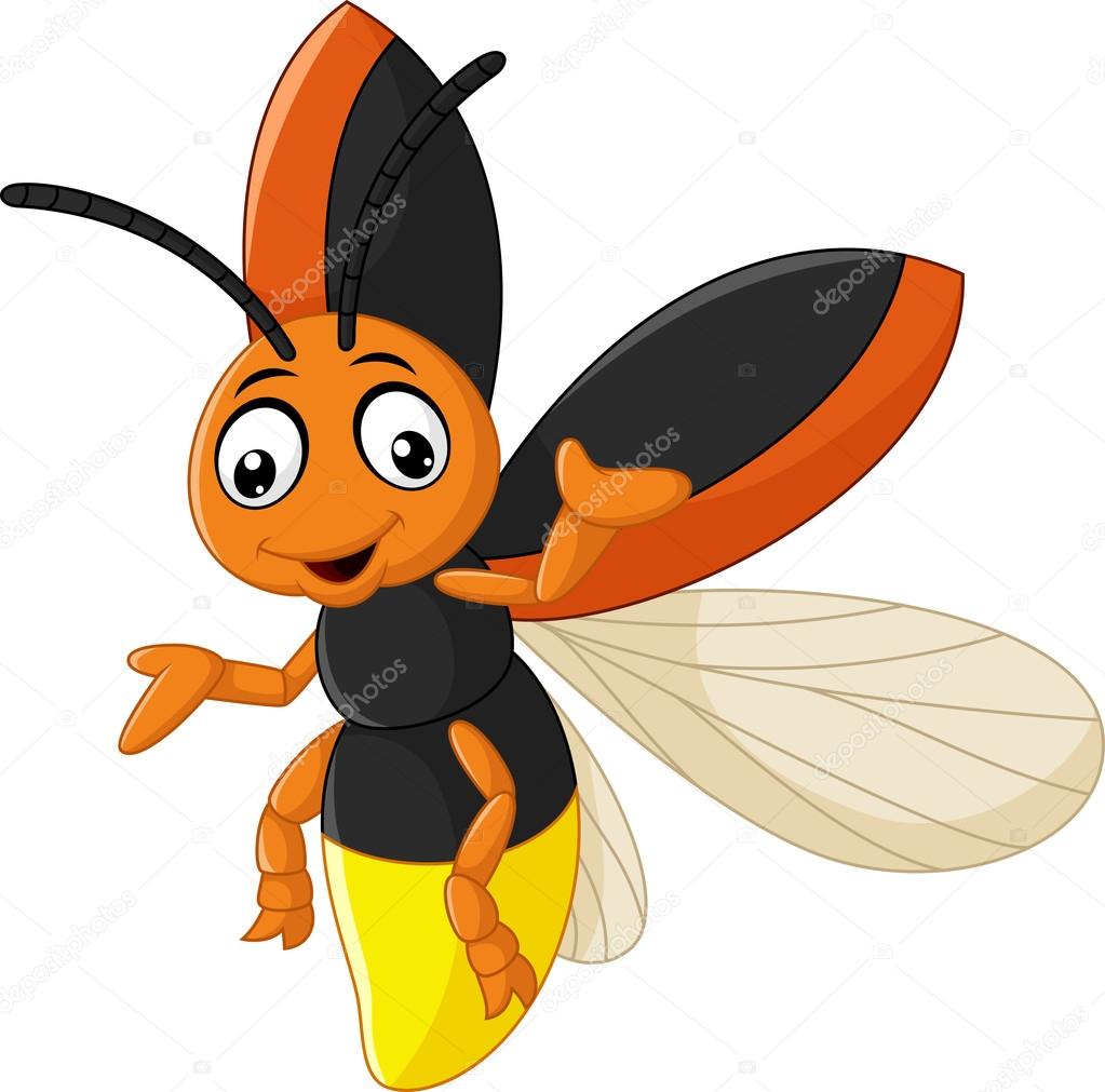 Cute firefly cartoon waving Stock Vector by ©dreamcreation01 123555882