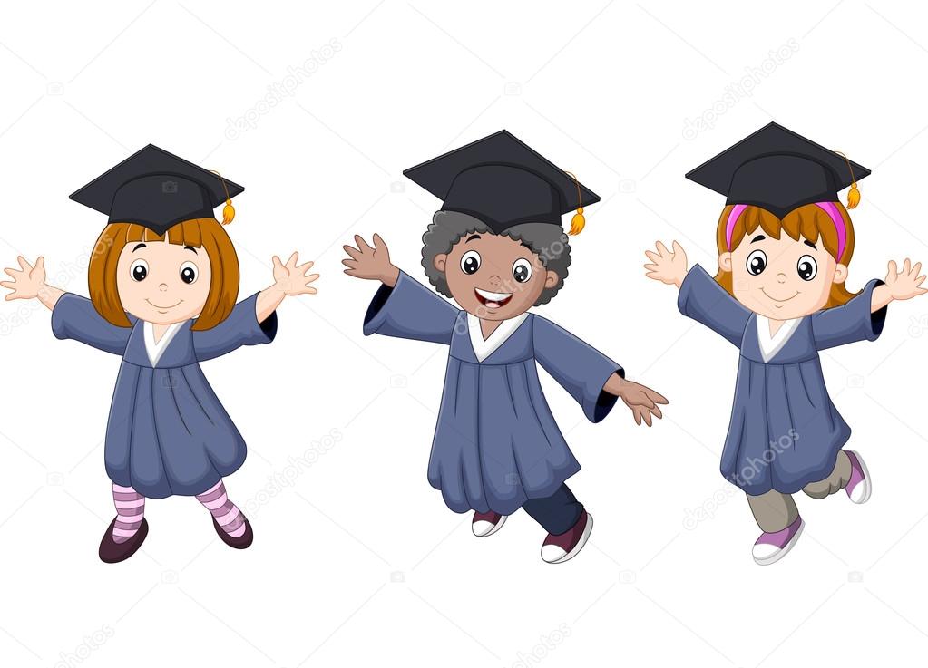 Preschool Graduation Cartoon Students