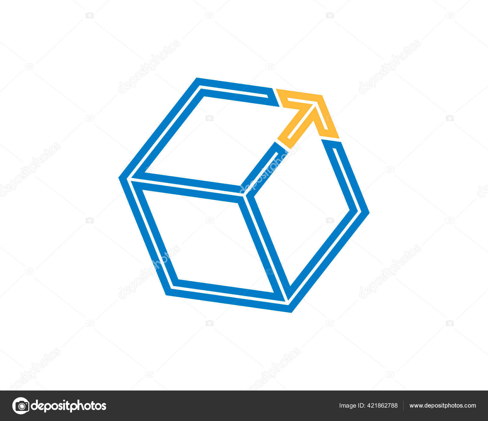 Blue Box Outline Yellow Arrow Stock Vector Image by ©skyace #421862788