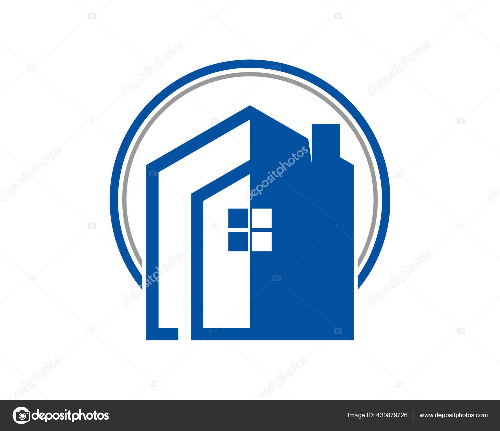 Casa Azul Con Logo Esquema Vector de stock por ©skyace 430879726