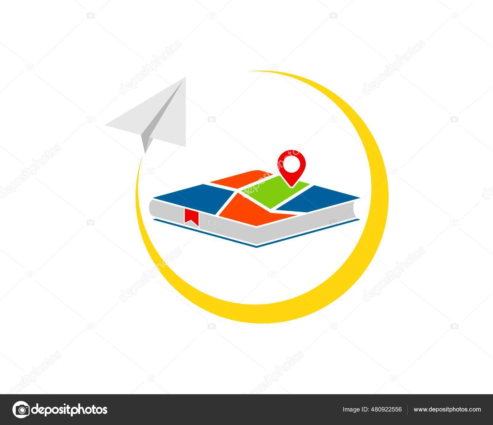 Book Map Pin Location Paper Plane Stock Vector by ©skyace 480922556