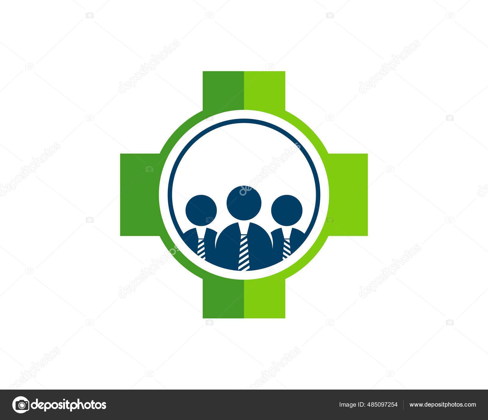 Simbol Medis Dengan Tiga Orang Pekerja Dalamnya Vektor Stok oleh ...