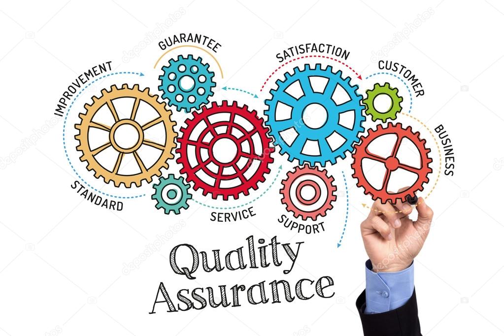 Gears and mechanisms with text Quality Assurance — Stock Photo ...
