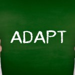 Man Hand Writing Adapt Black Marker Visual Screen Isolated Background ...