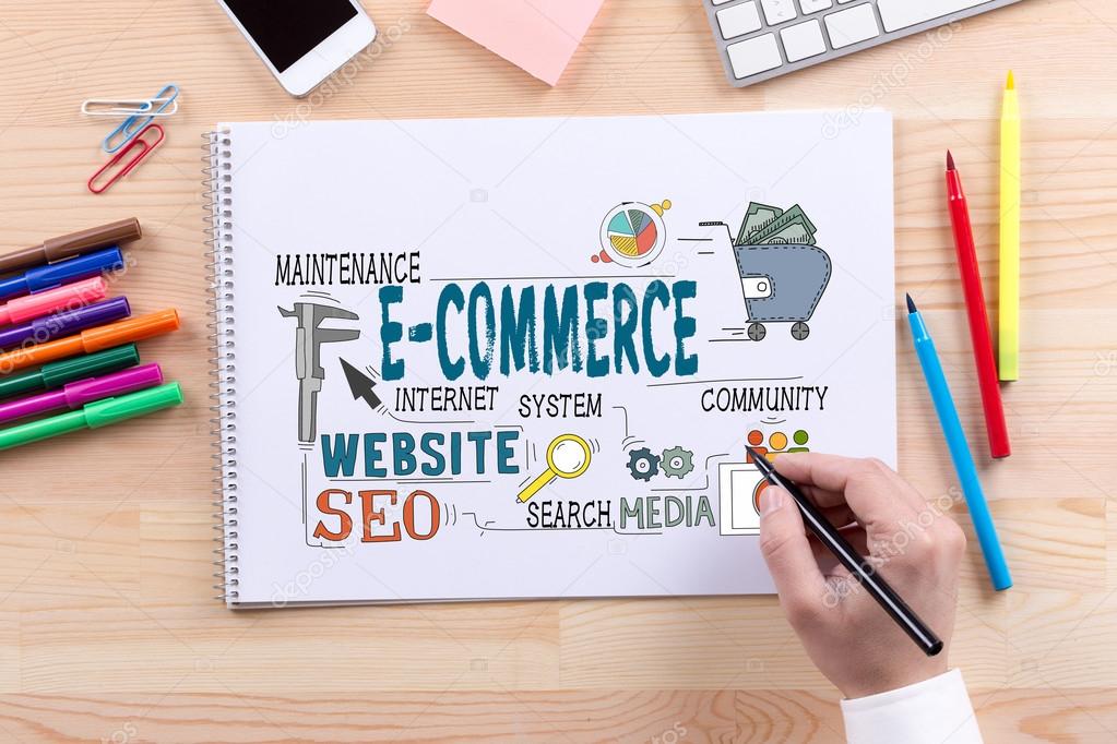 E-COMMERCE text on screen Stock Photo by ©garagestock 125296466