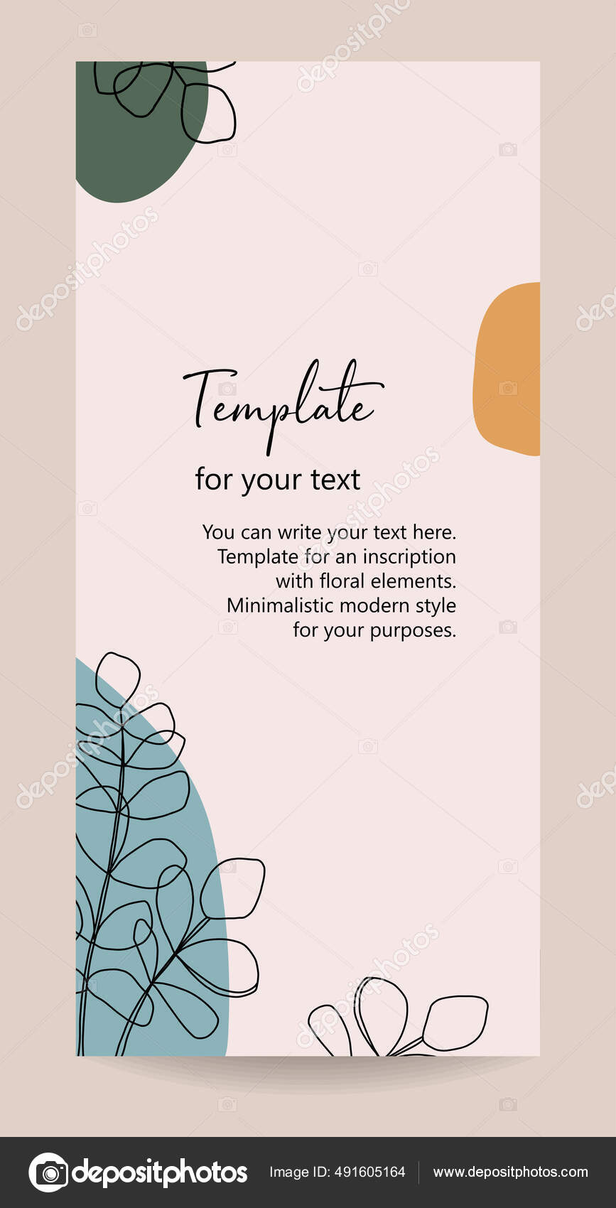 Minimalist Invitation Card Template Design Floral Black Line Art Ink ...