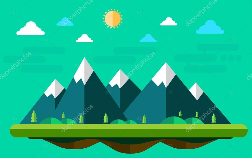 Flat landscape illustration Stock Vector by ©Fedpy 117563572