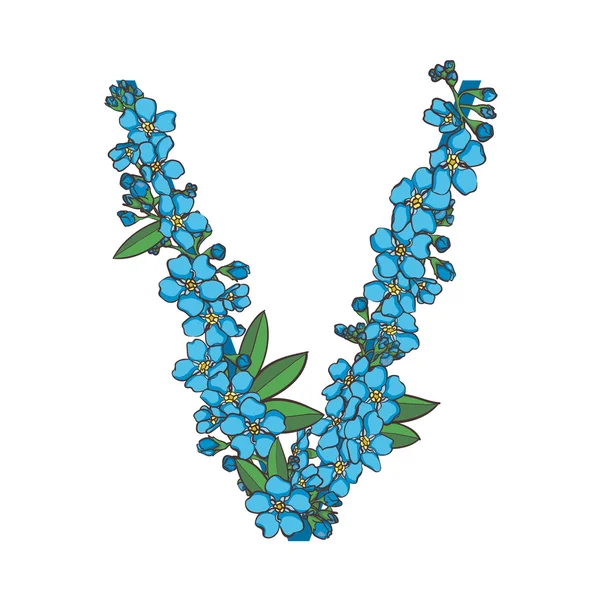 Forget me not vector alphabet — Stock Vector © Zelenkova #124213628