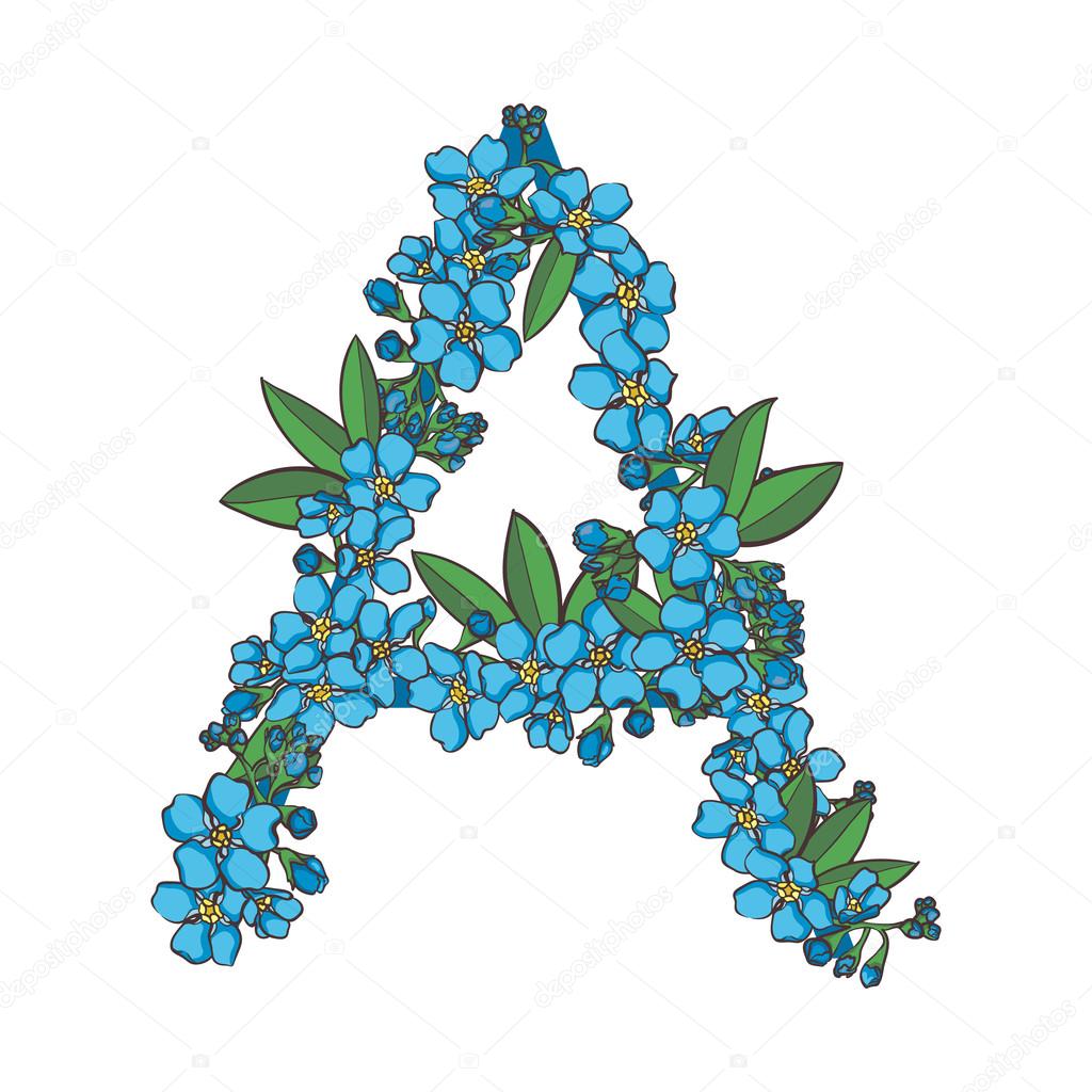 Forget me not vector alphabet — Stock Vector © Zelenkova #124213628