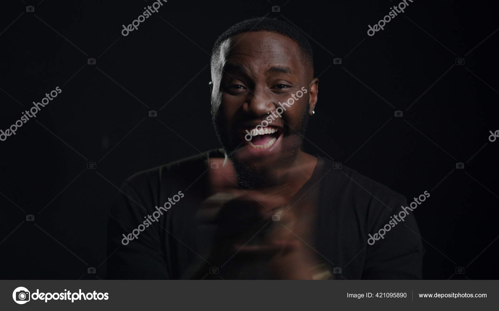 Winner afro guy clapping hands indoors. African man celebrating victory ...
