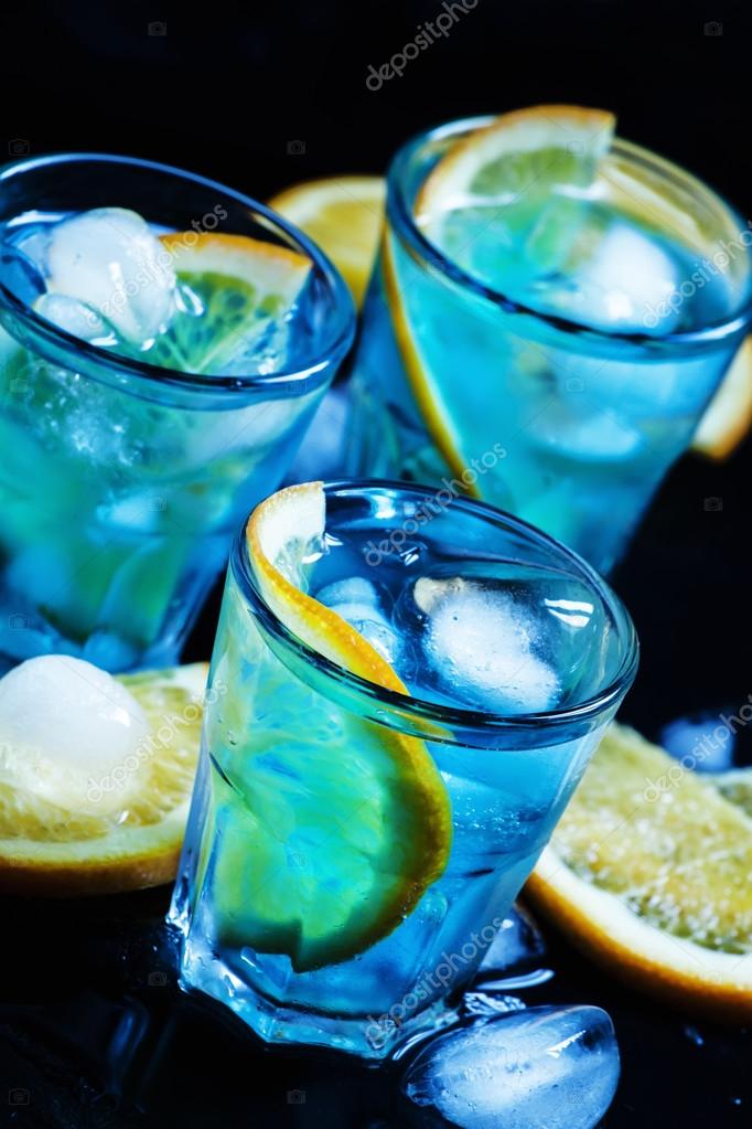 Blue cocktail with blue curacao liqueur and orange ⬇ Stock Photo, Image ...