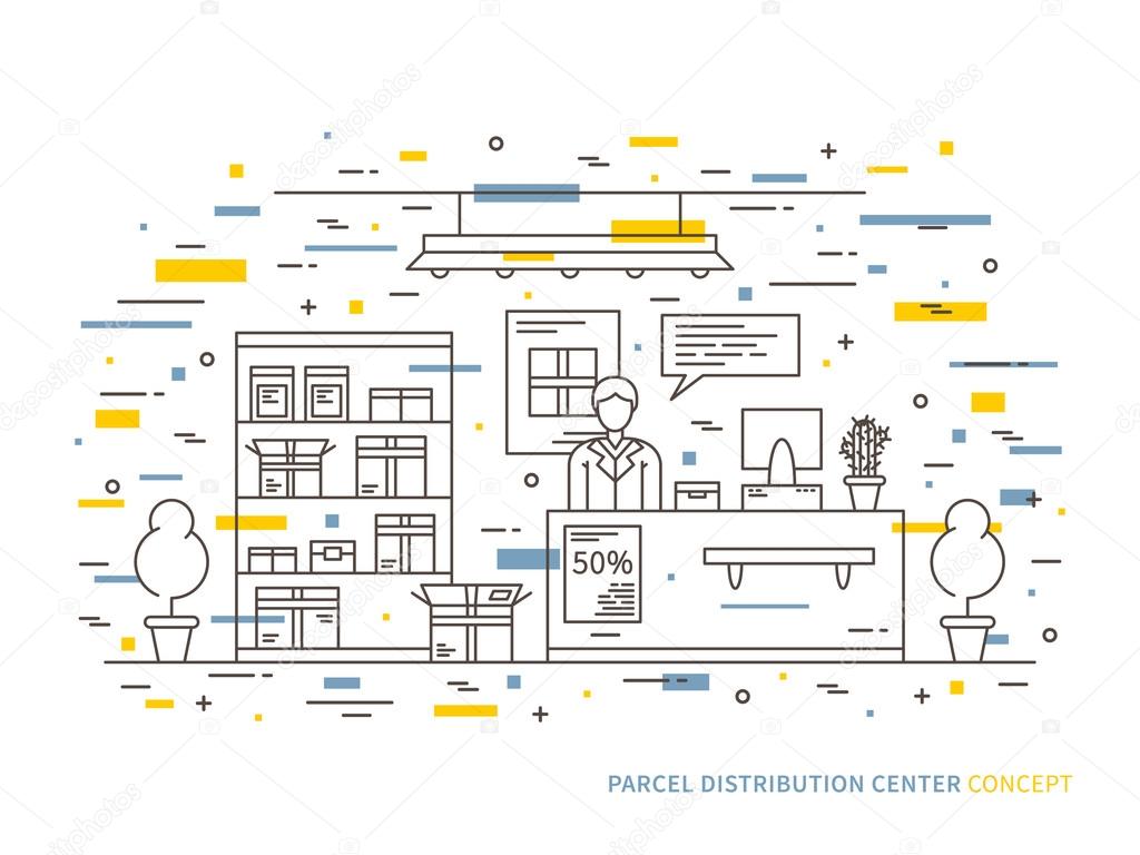 Line art parcel pick-up Stock Vector Image by ©AleksOrel #107647682