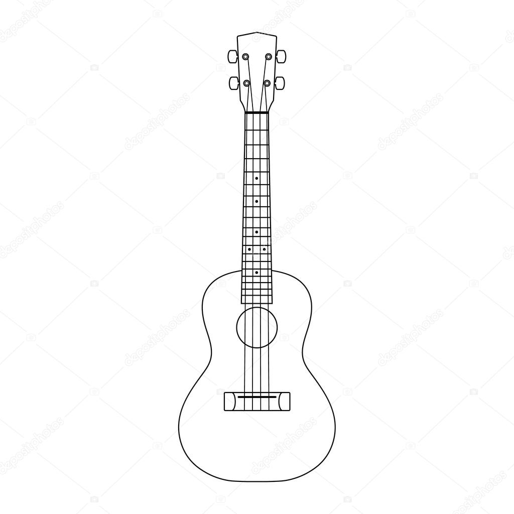 Ukulele Outline Drawing Printable