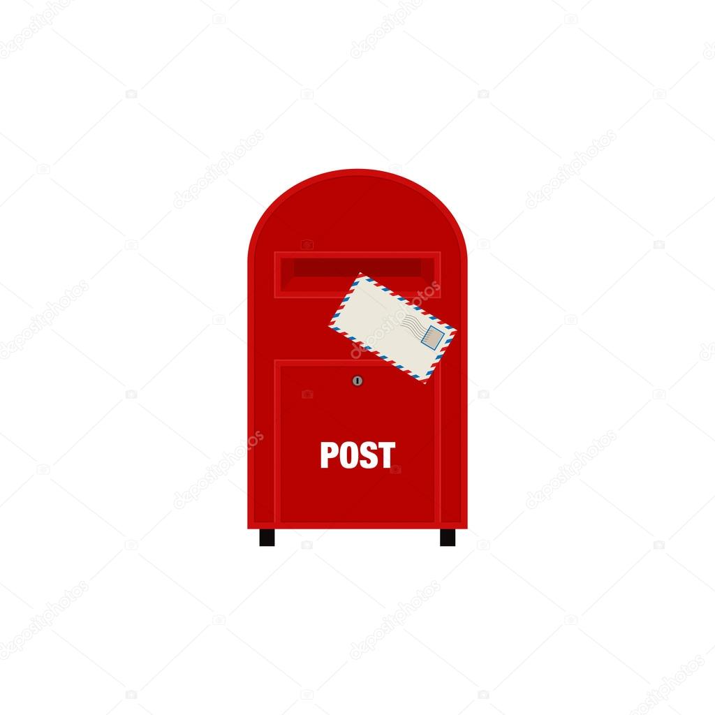 Red mail post box vector illustration isolated on white background ...