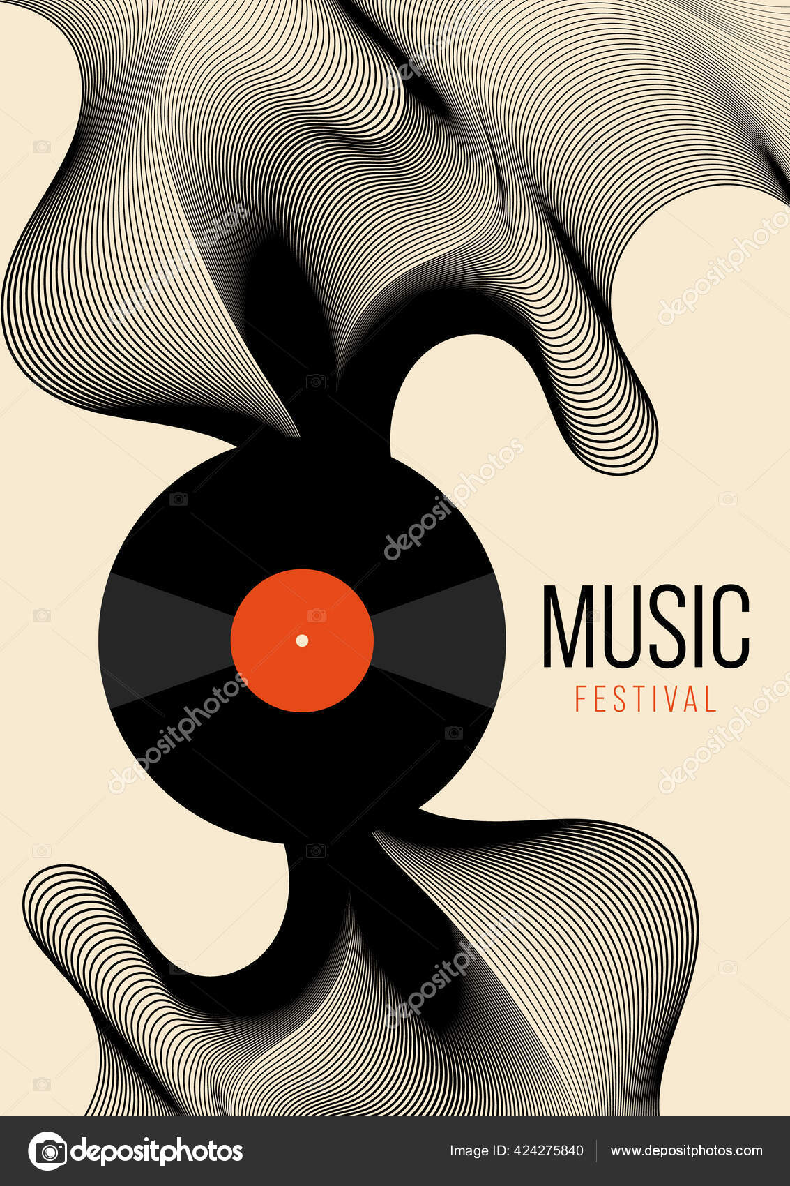 Music Poster Design Template Background Vinyl Record Abstract Stripe ...