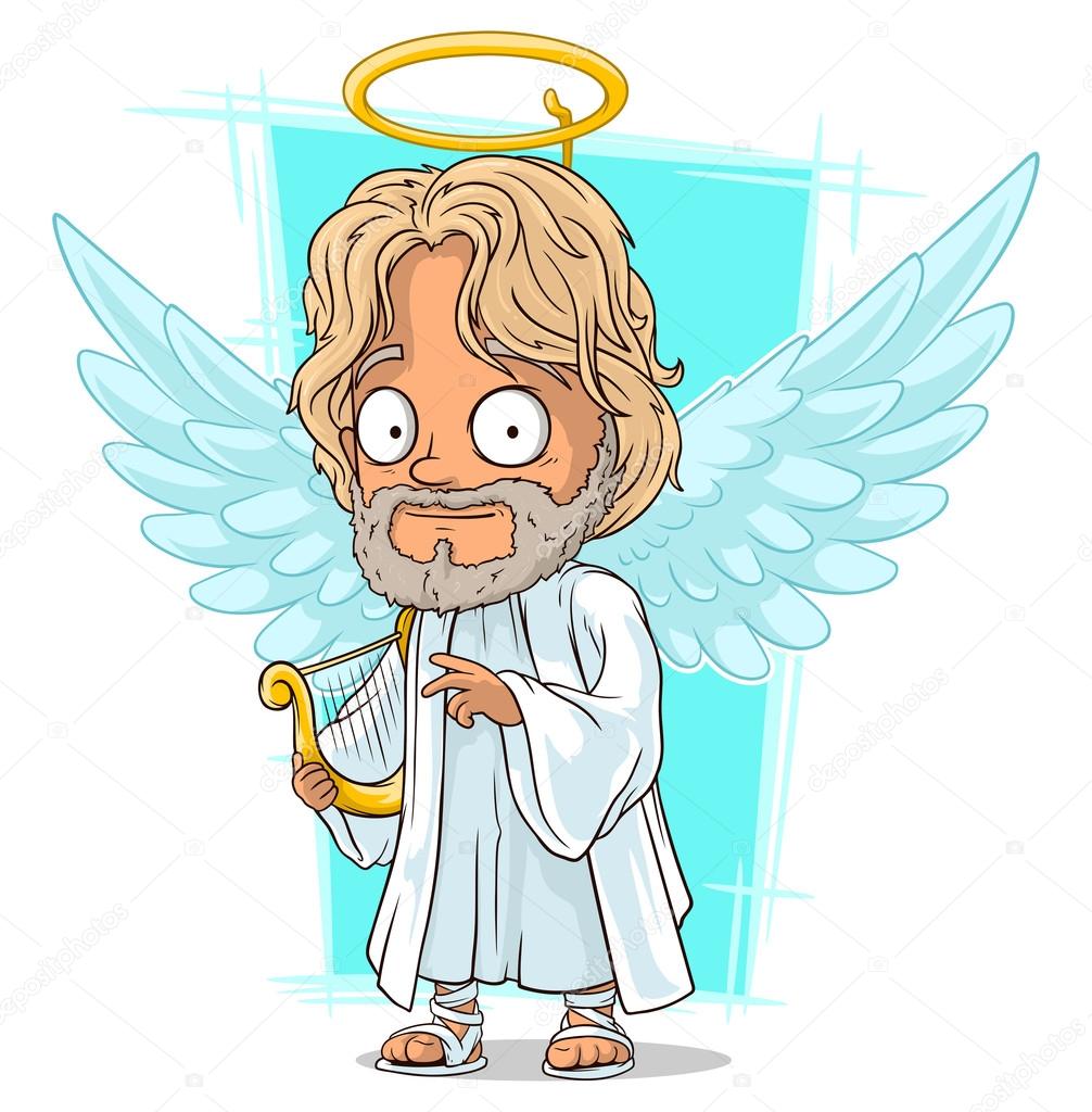 Cartoon good angel with nimbus and harp Stock Vector Image by ©GB_Art ...