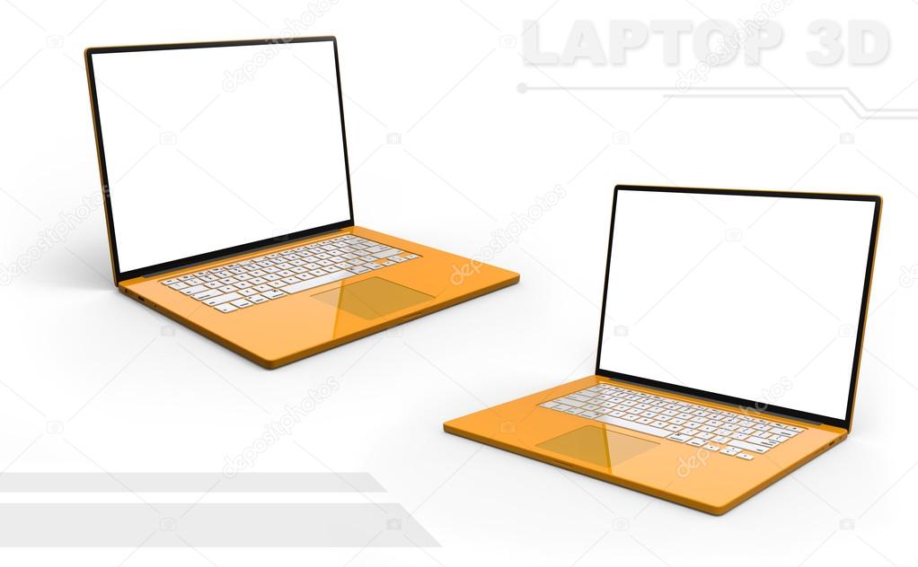 3D yellow glossy perspective laptop set — Stock Photo © GB_Art #122394452