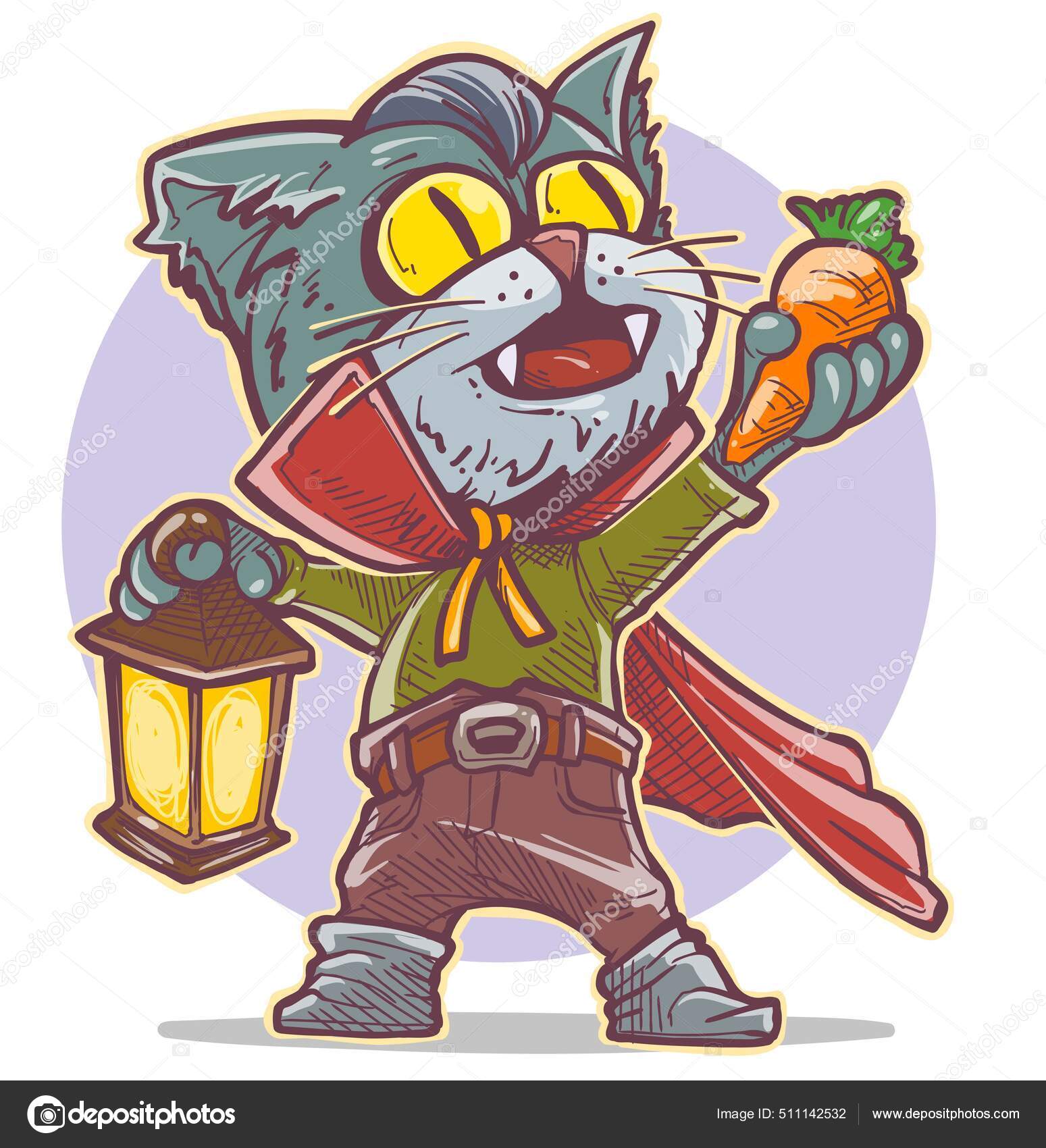 Cartoon halloween vampire cat holding carrot Stock Vector Image by ©GB ...