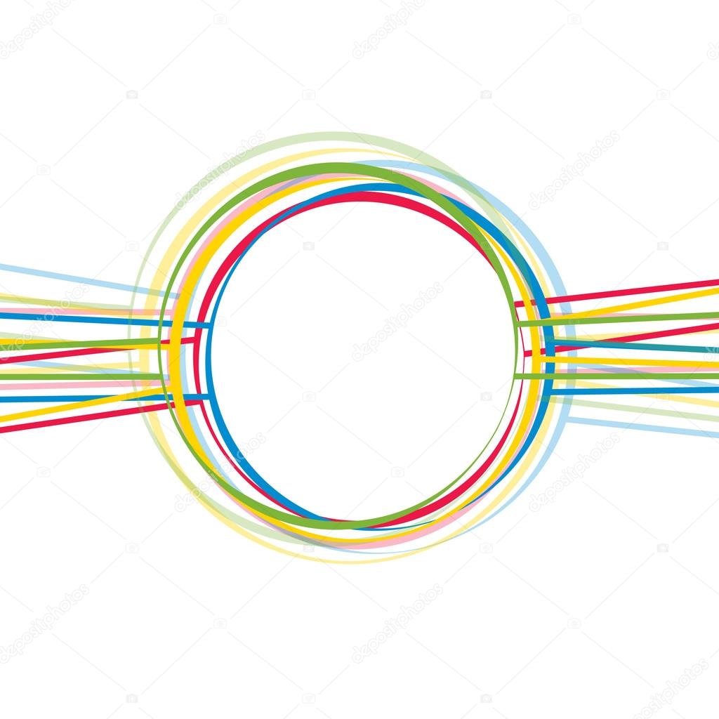 Líneas y círculos de colores abstractos sobre un fondo blanco Stock ...