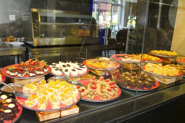 Food on the shelves in the self-service buffet with all inclusive in ...