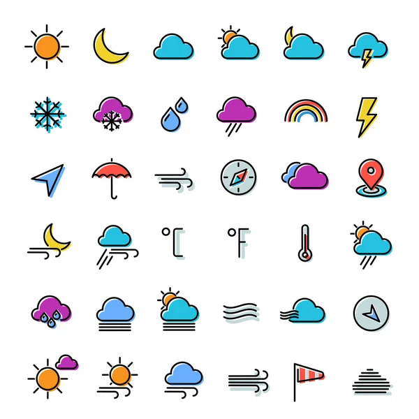 Weather line thin icons Stock Vector Image by ©-izabell- #162739626