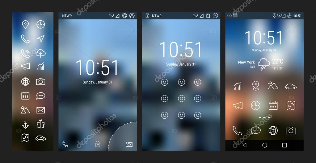 Material UI screens mockup kit Stock Vector by ©-izabell- 111563594
