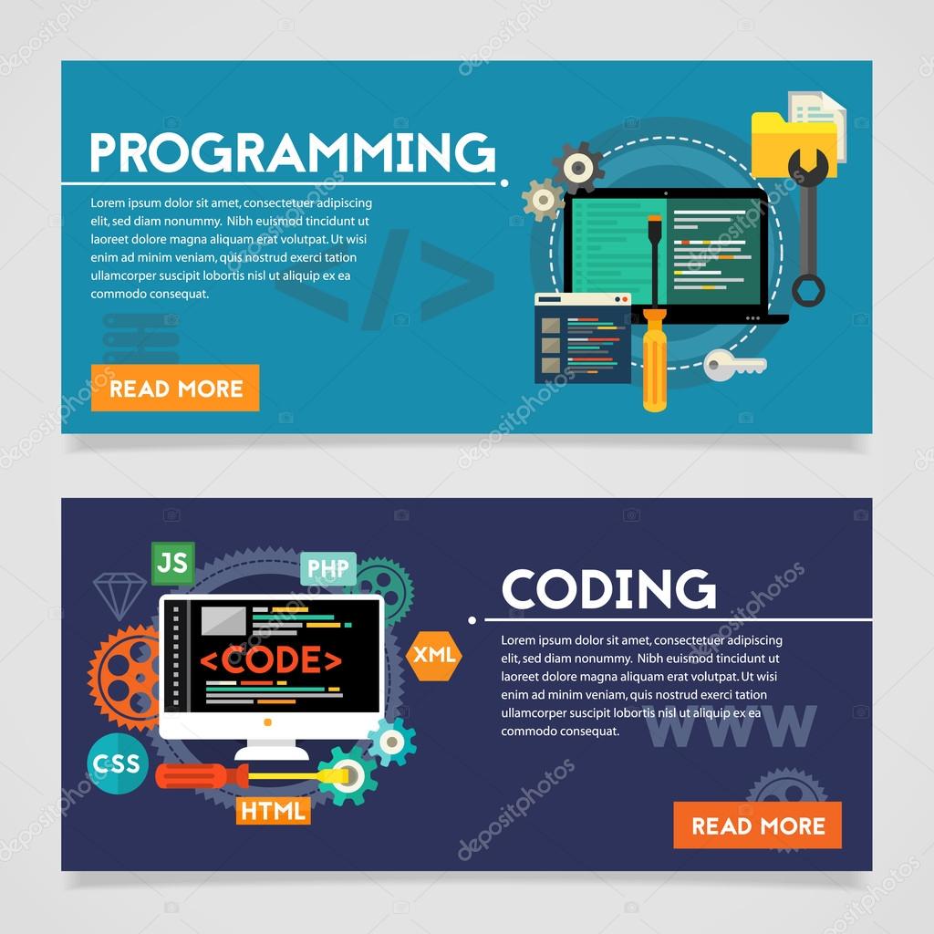 Programming And Coding Concept Banners Stock Vector Image By © Izabell