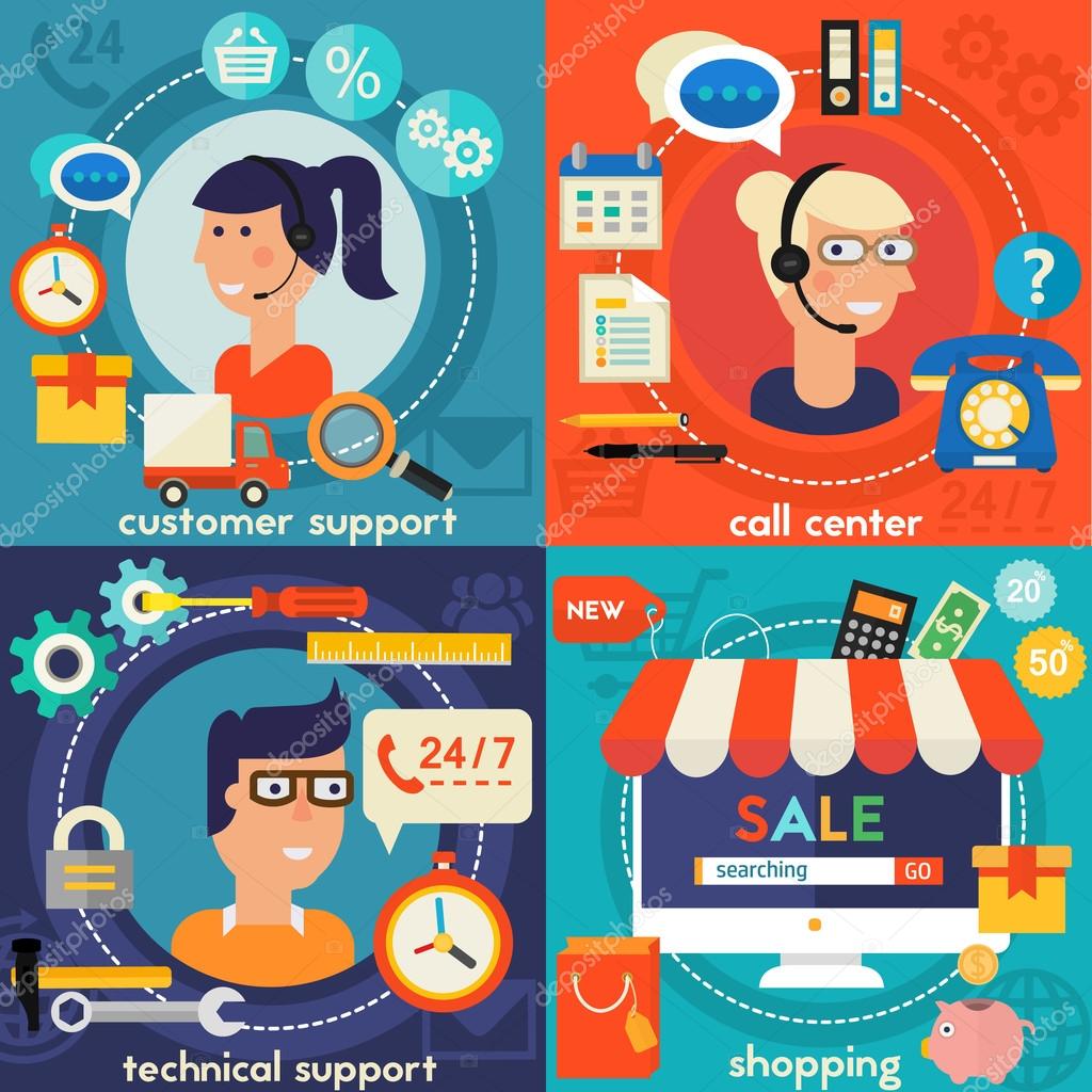Online Shopping, Customer, Technical Support Stock Vector Image by ...