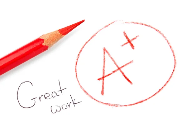 Mark A+ with red pencil Stock Photo by ©OlyPhotoStories 110312978