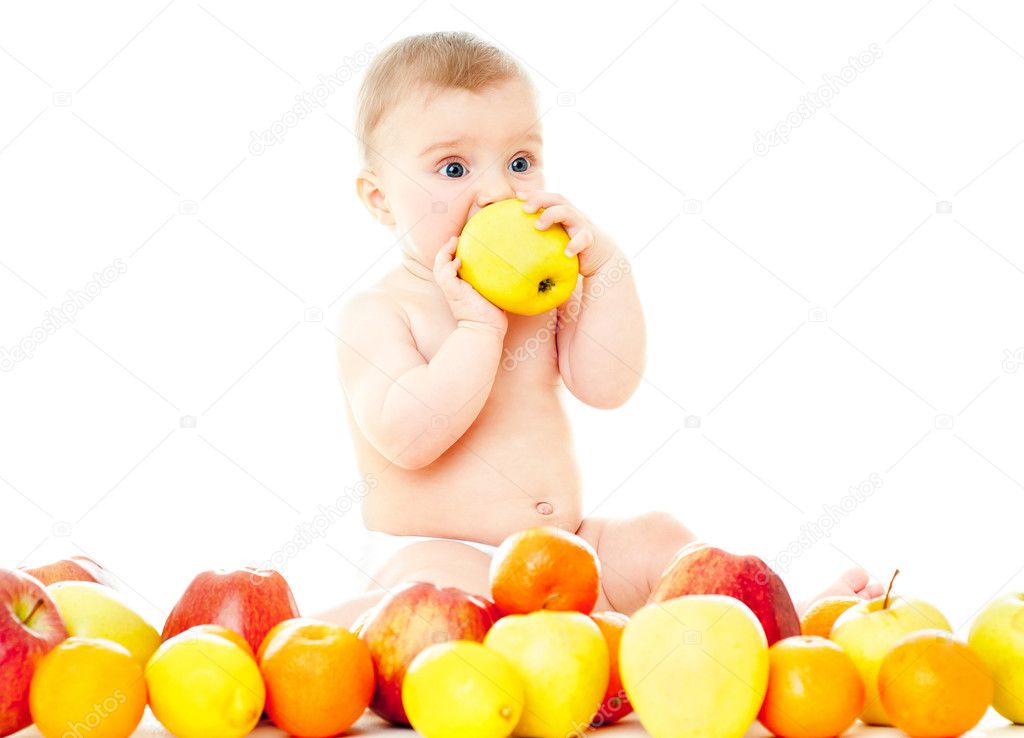 Cute baby with fruit Stock Photo by ©SvetlanaFedoseeva 111672674