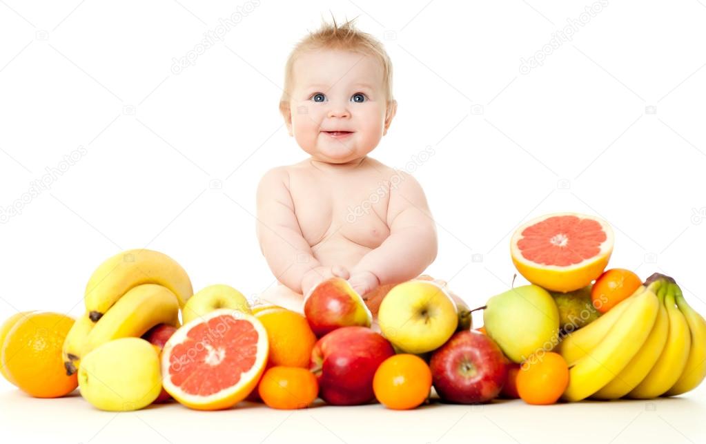 Cute baby with fruits Stock Photo by ©SvetlanaFedoseeva 118953760