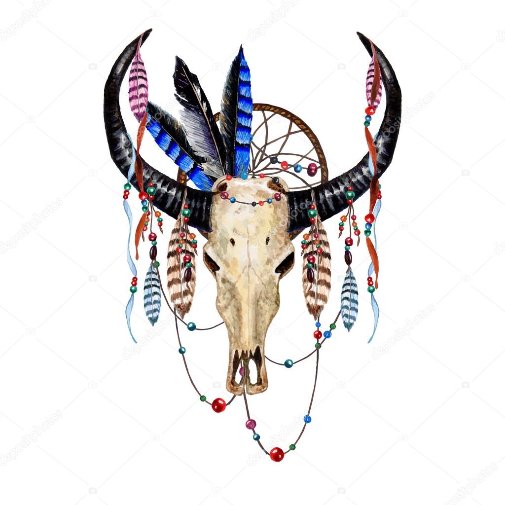 Bull Skull & Feathers Stock Vector Image by ©kois00kois #107642932