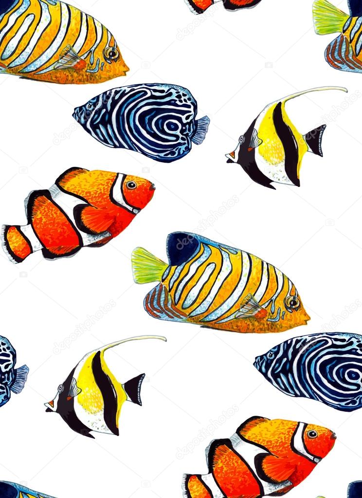 Tropical Fish seamless pattern — Stock Vector © kois00kois #107643636