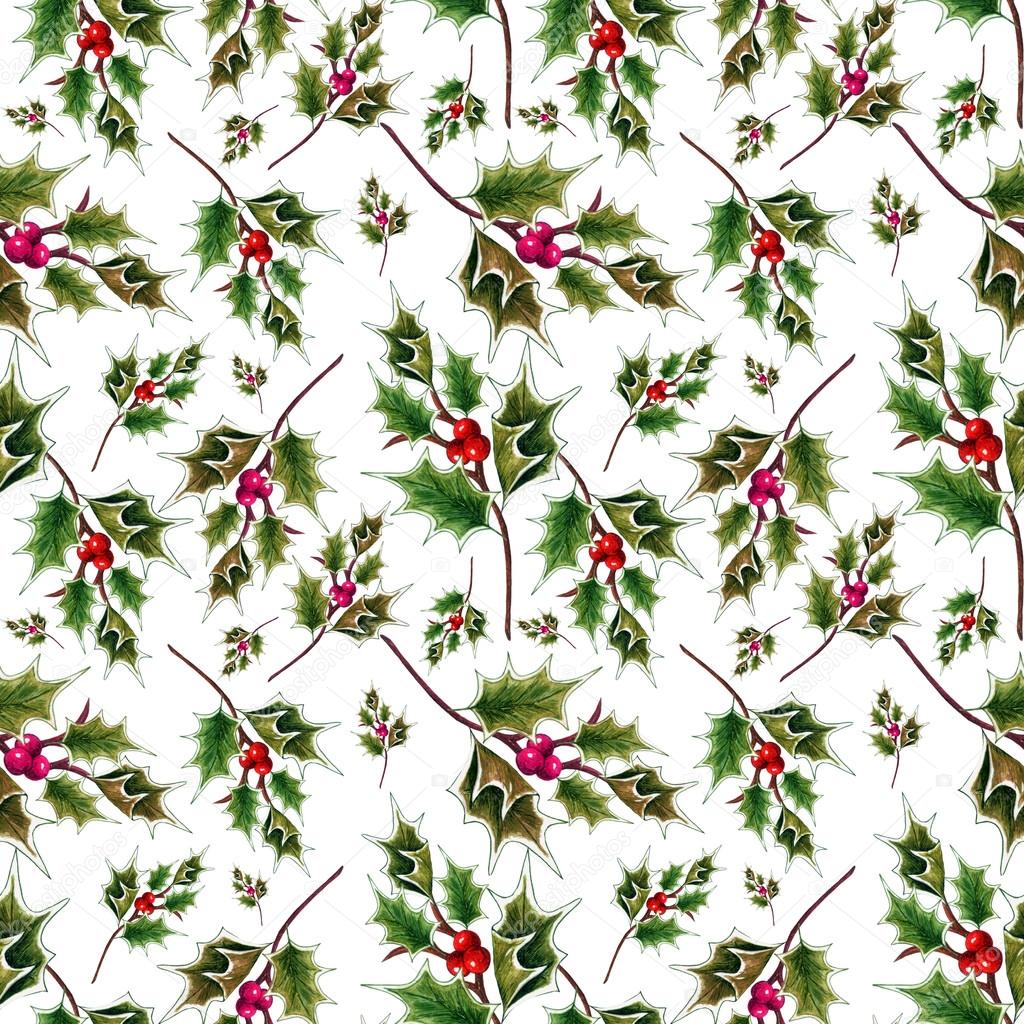 Holly twig pattern. — Stock Photo © kois00kois #125221888