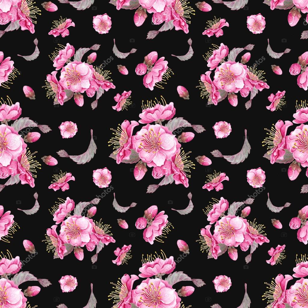 Watercolor sakura pattern. — Stock Photo © kois00kois #125222076