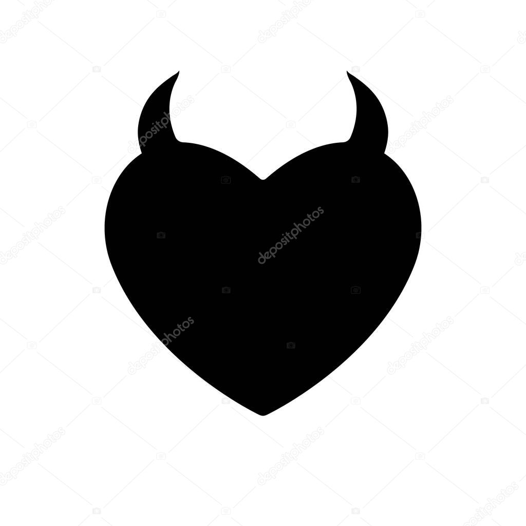 Corazón negro con cuernos icono. Día de San Valentín con contexto ...