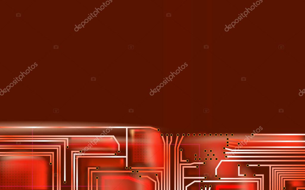 Resumen Fondo rojo electr nico de composici n Hi-tech. Concepto de variante de placa de circuito ...