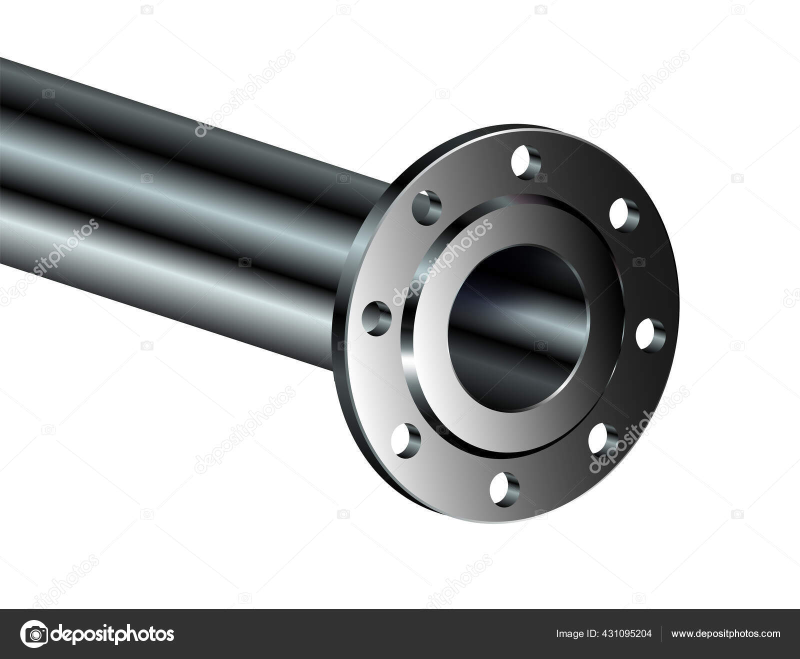 Realistic Metal Pipe Two Flanges Completely New Isolated White ...