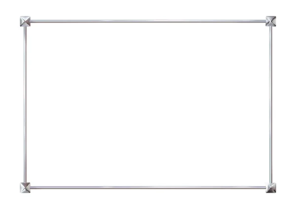 Rectangle Realistic Frame Metal Silver Isolated White Background ...