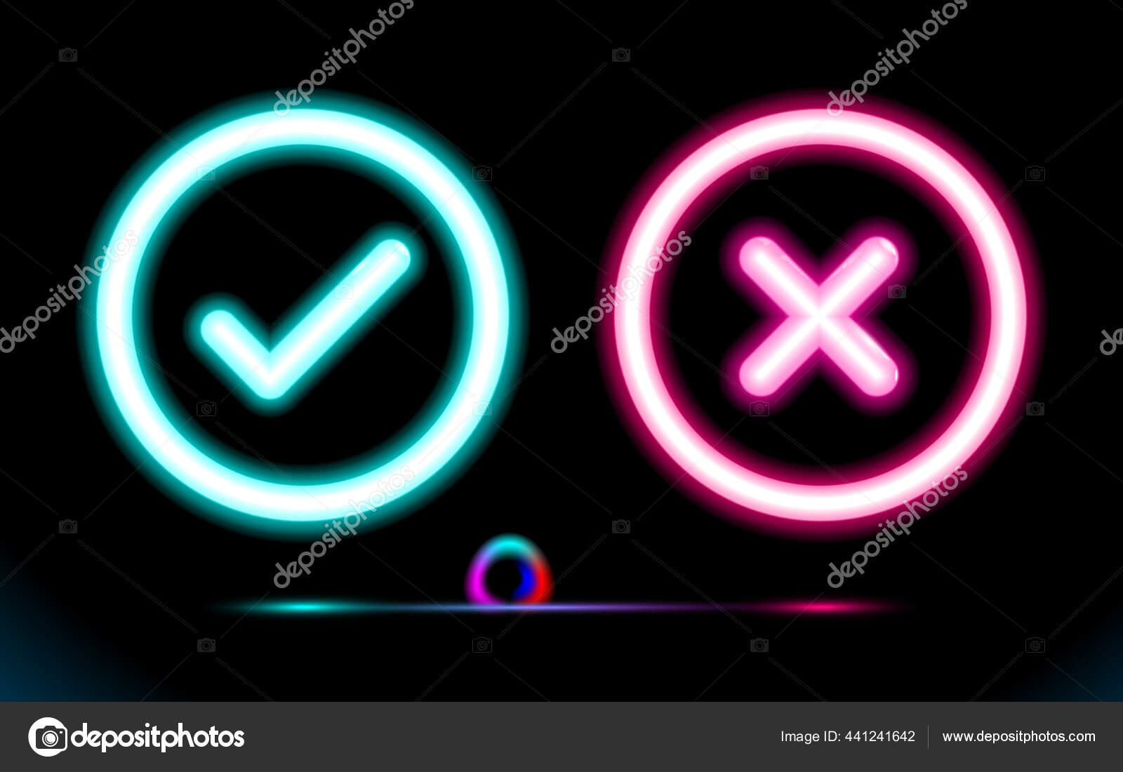 Conjunto Neón Marca Verificación Lámpara Azul Con Iconos Cruz Rosa ...