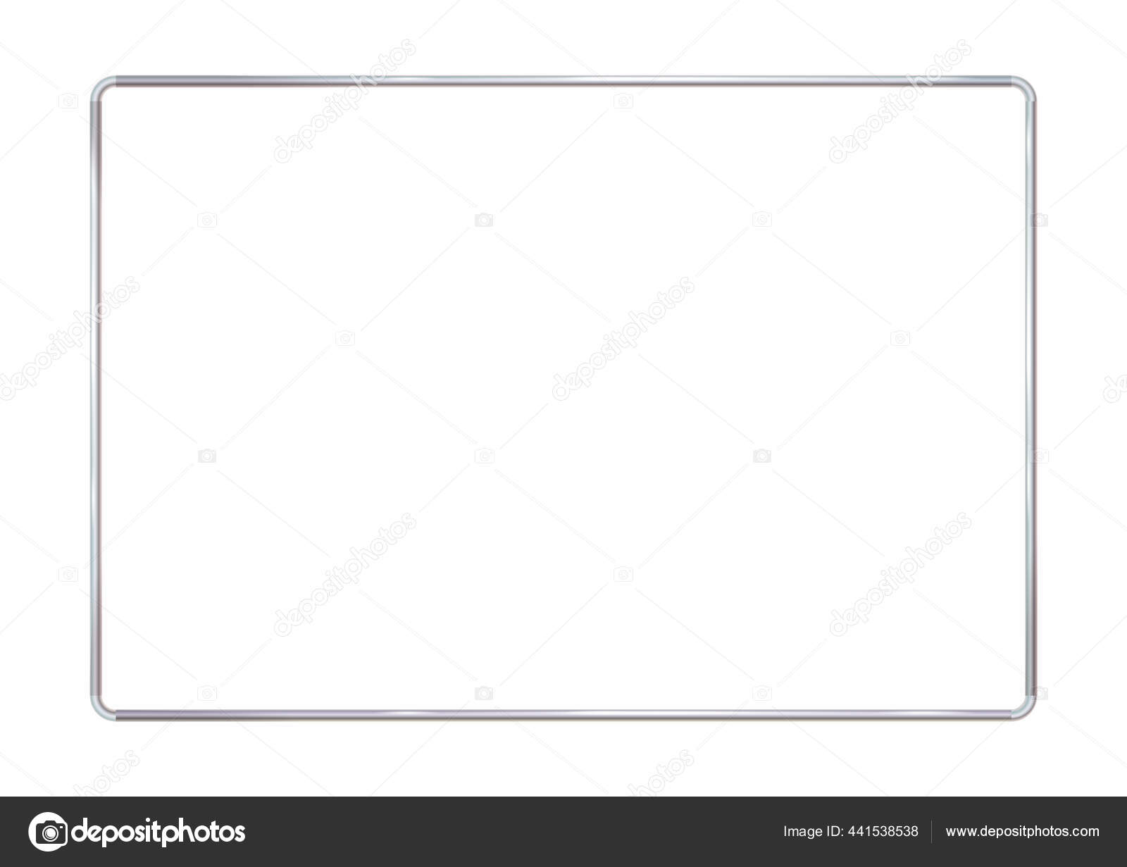 Rectangle Realistic Frame Metal Silver Rounded Corners Slender White ...