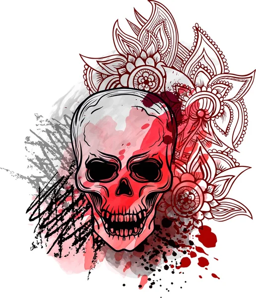 Trash Skull Blood Splatter Lily Flowers Trash Polka Old School Stock ...