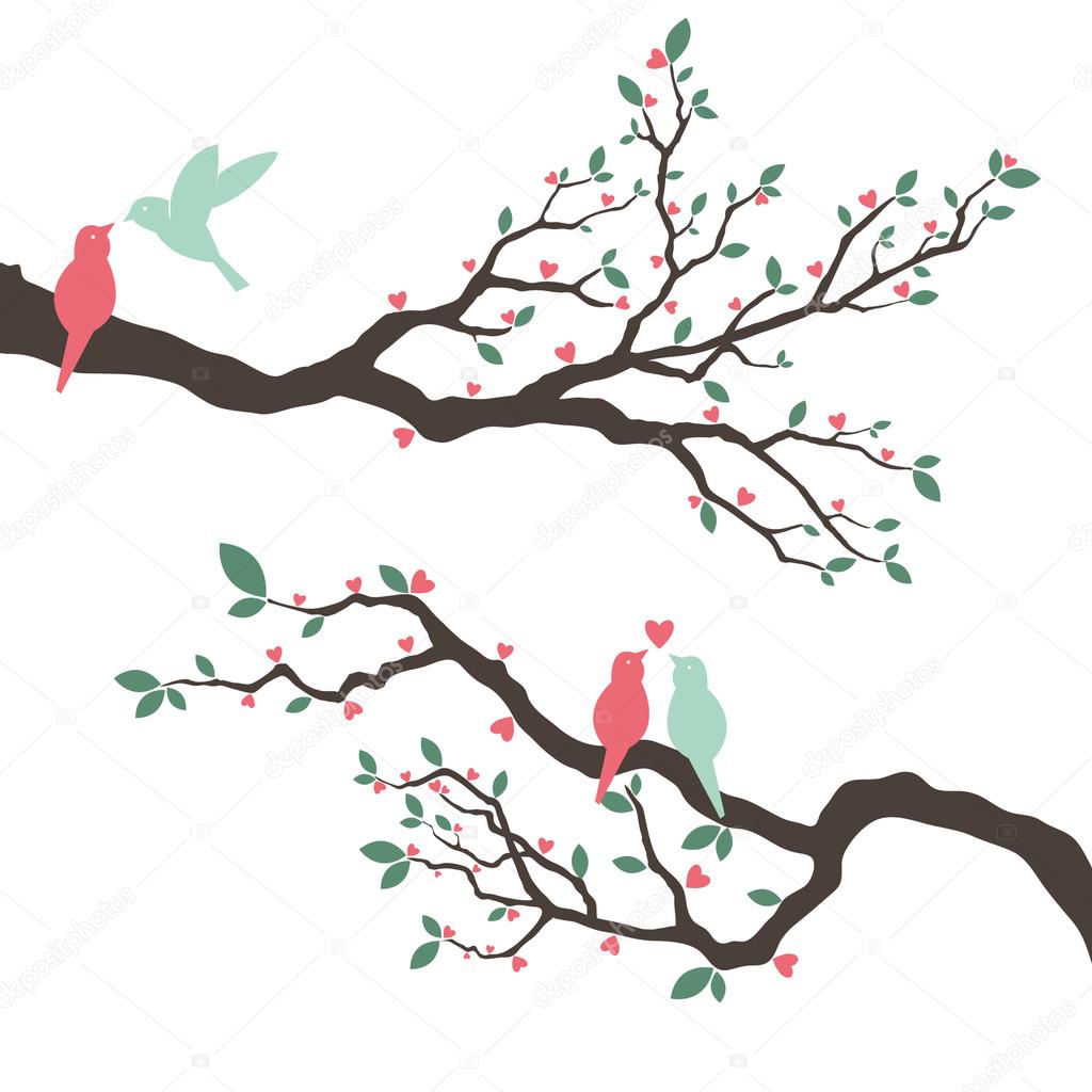 Wedding Love Birds In Tree