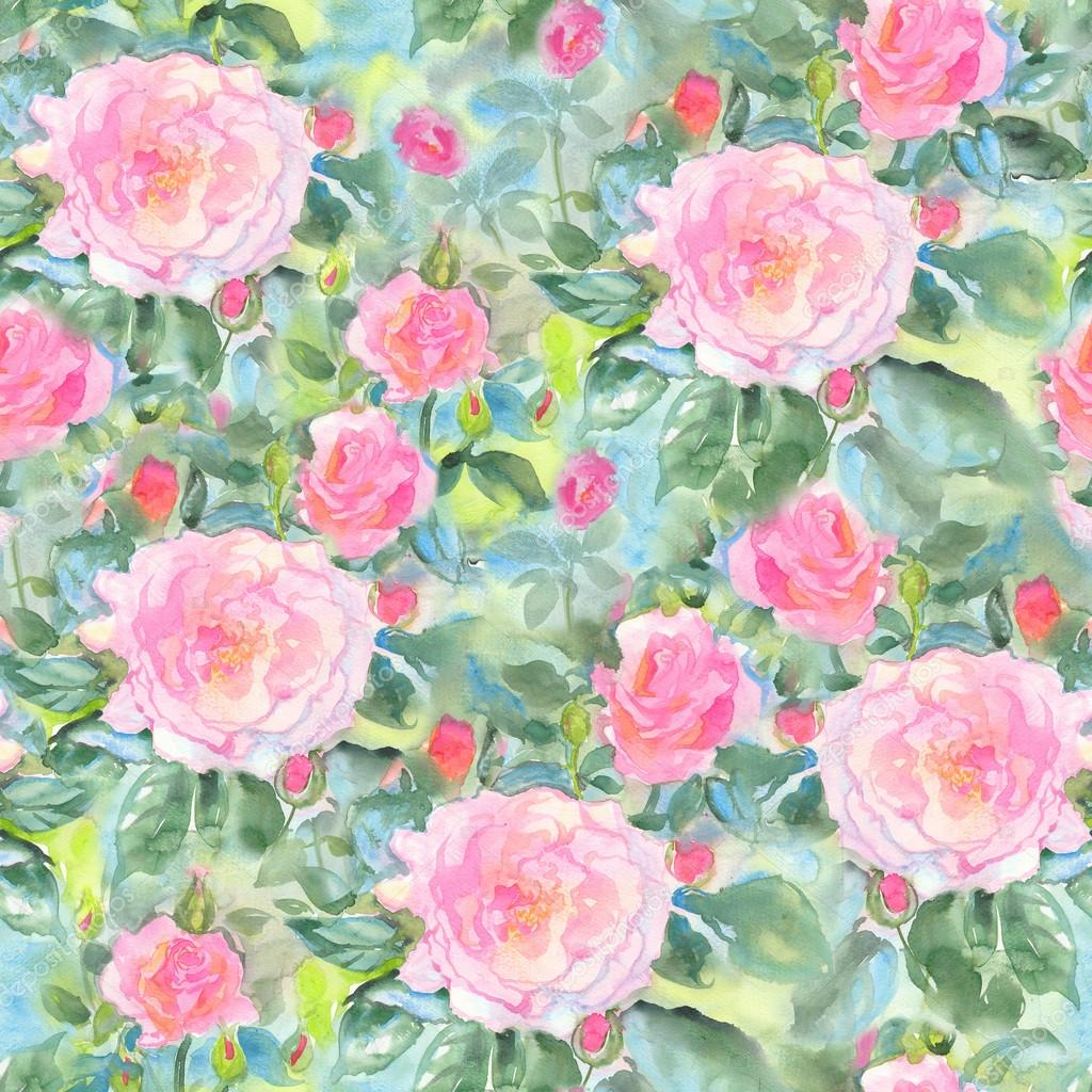 Abstract watercolor summer roses flowers. Stock Illustration by ...