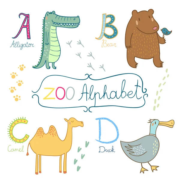 Animal alphabet. Cute vector zoo animals. Part 3 — Stock Vector © mlle ...