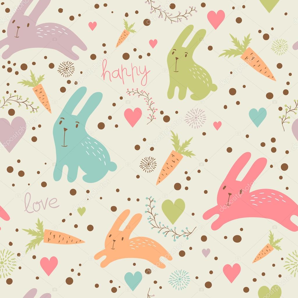 Cartoon Seamless Pattern With Rabbits — Stock Vector © Whynotme Cz