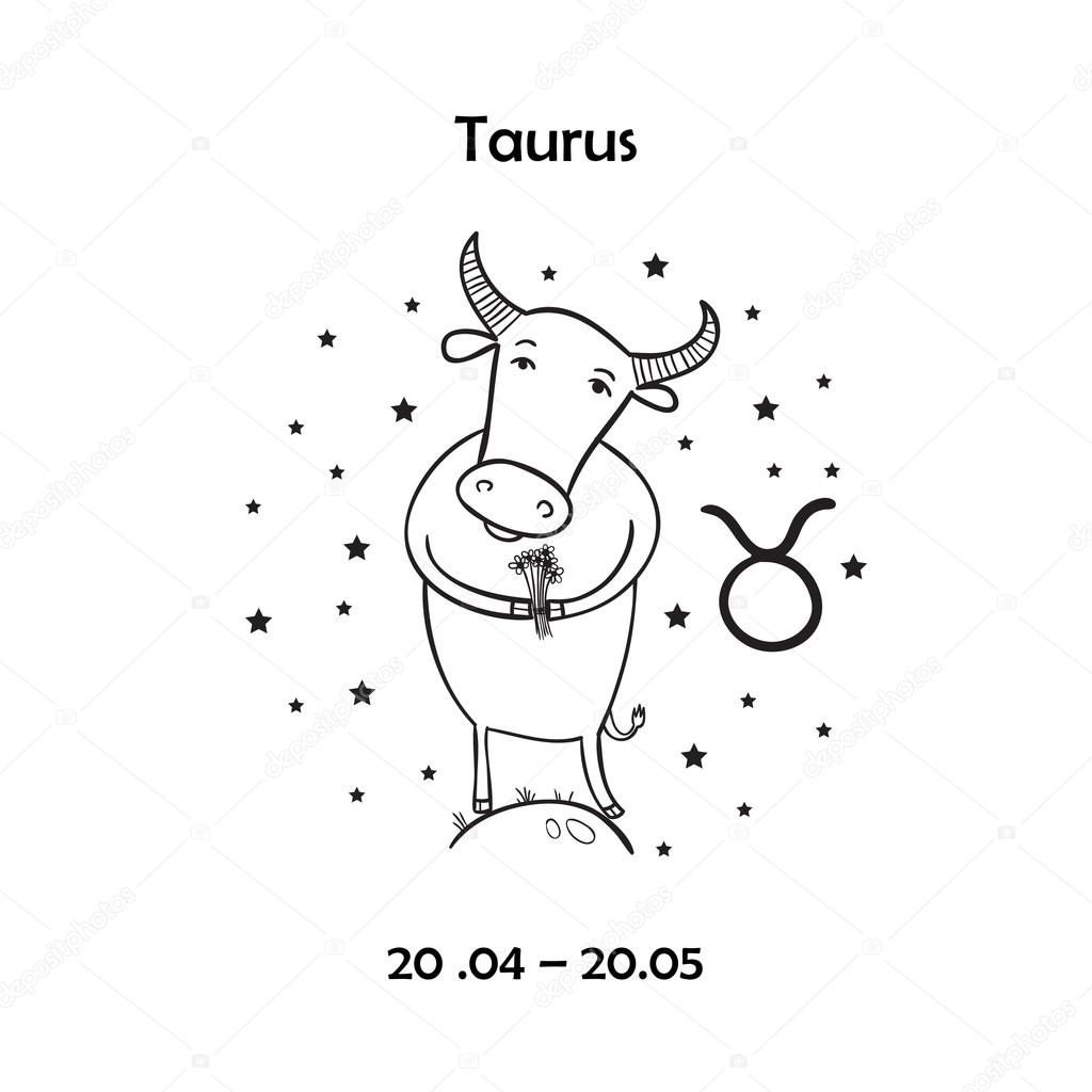 Cute zodiac sign - Taurus. Stock Vector by ©whynotme.cz 108896292