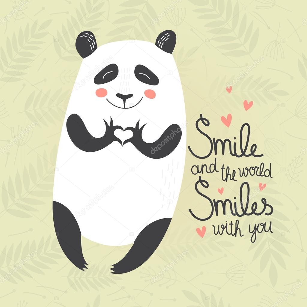 Card with cute smiling panda Stock Vector Image by ©whynotme.cz #108896662