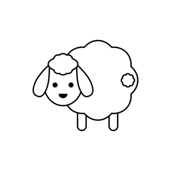 Baby Sheep Icon Vector Drawing Lamb Linear Outline Illustration White ...
